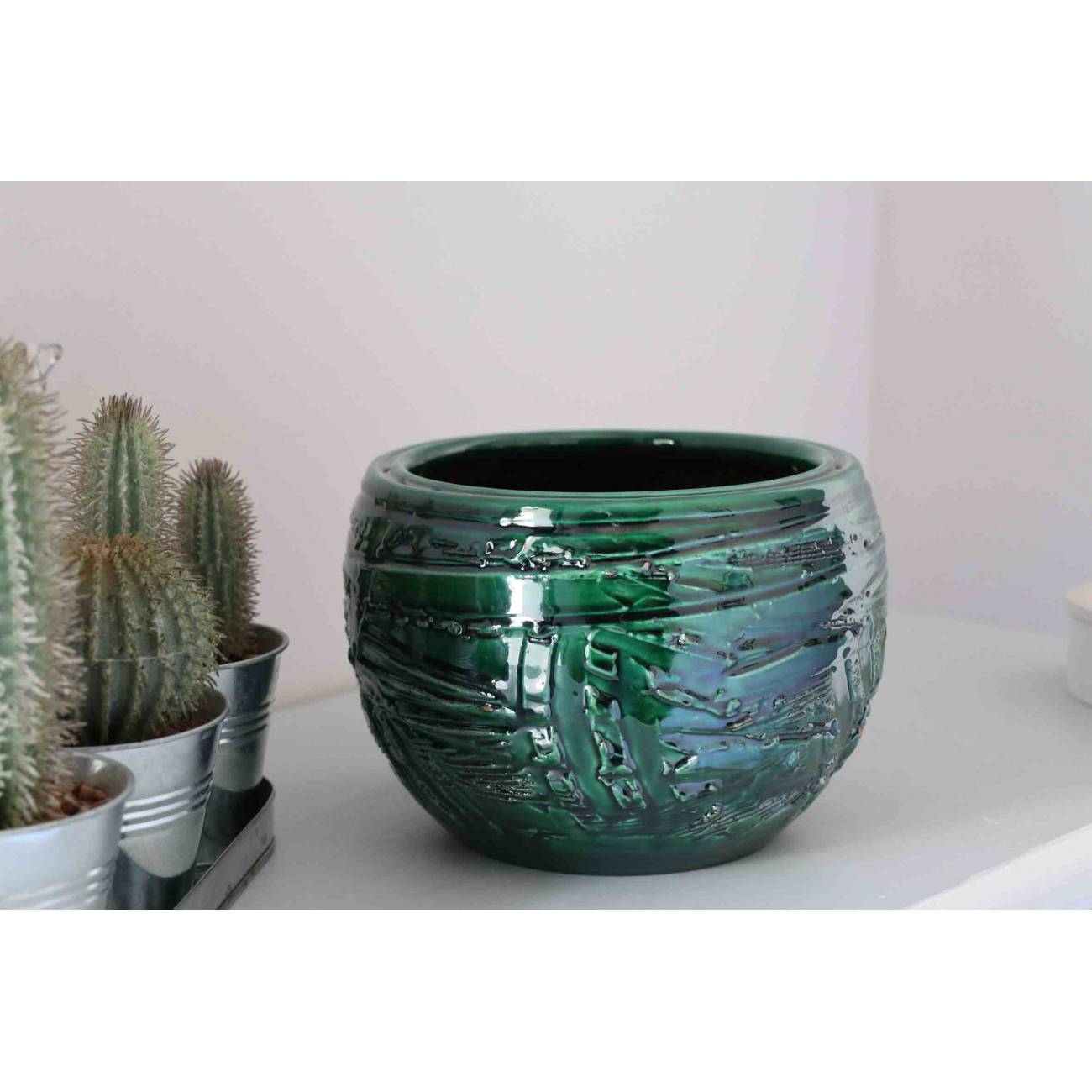Pot et vases couleur vert sapin émeraude Jade - Les Poteries d'Albi